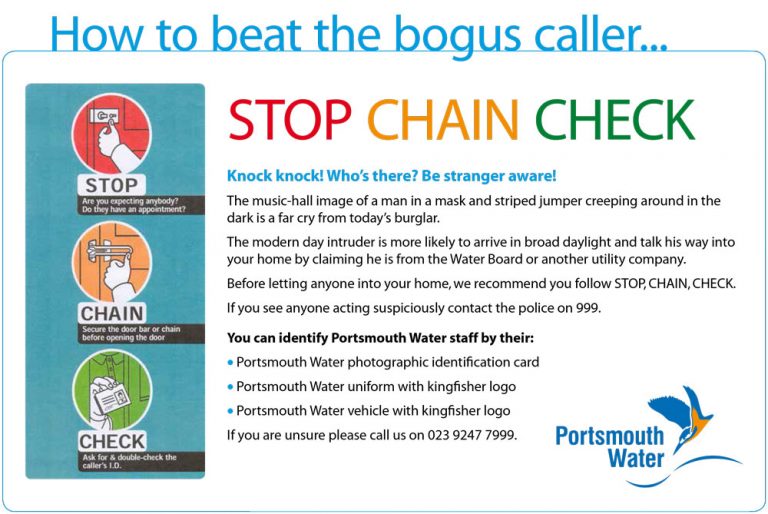 BEWARE OF BOGUS CALLERS | Portsmouth Water